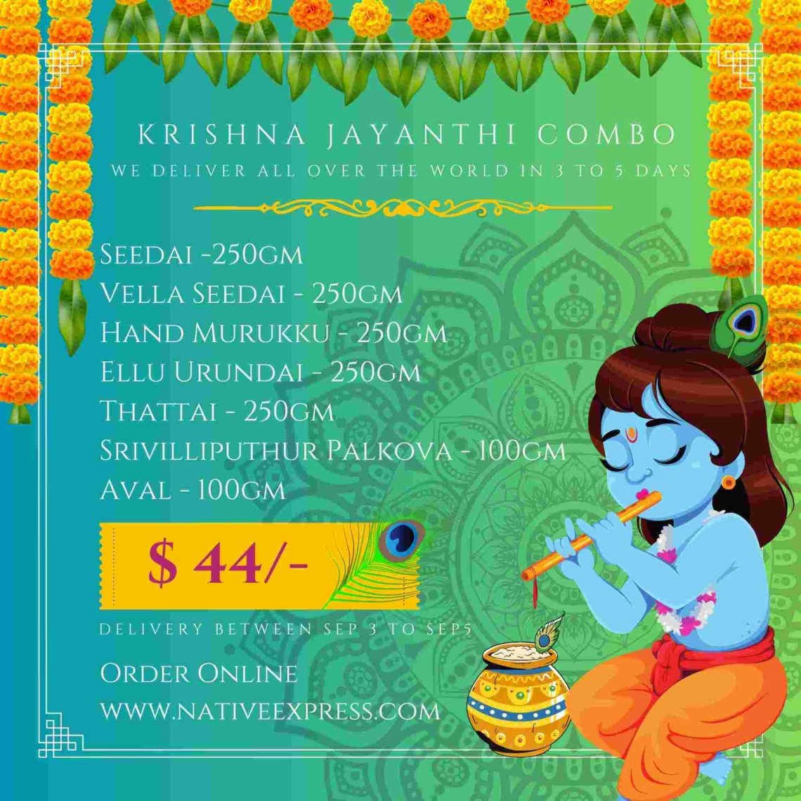 Krishna Jayanthi Combo in USA | Indian Native Special Sweets USA
